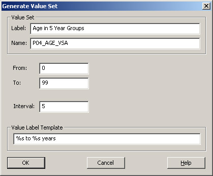 Generate Numeric Value Set - CSPro User's Guide