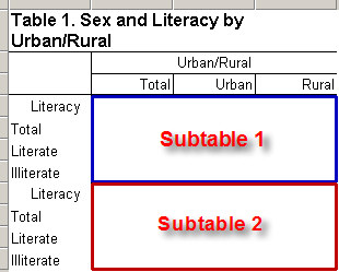 Hiding Rows and Columns in Subgroupings - CSPro User's Guide